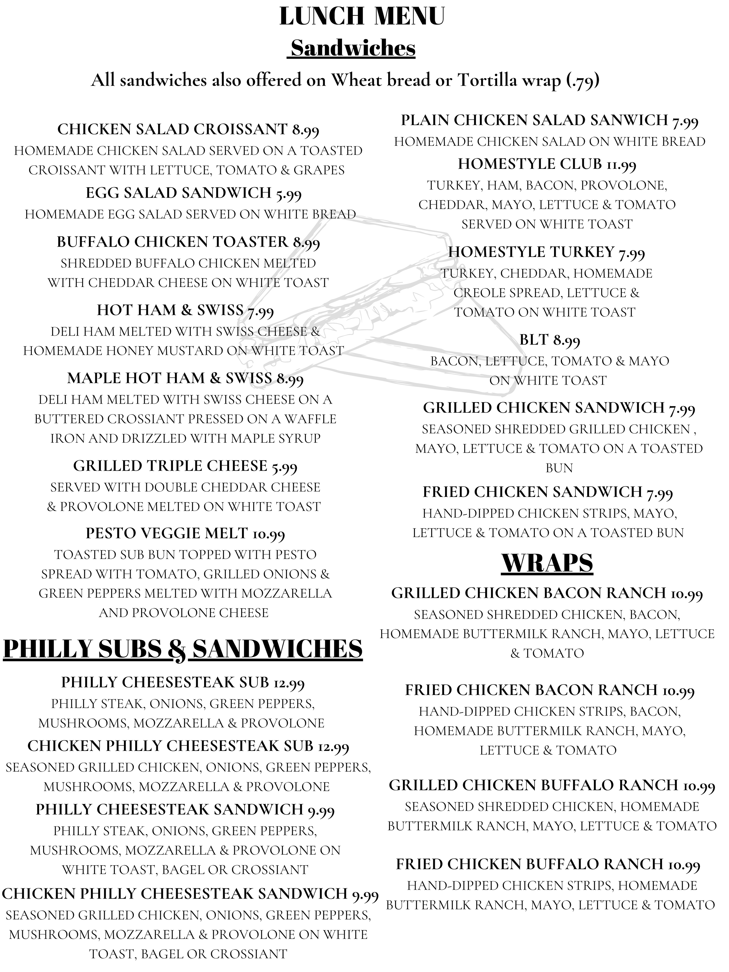 Lunch Menu — Homestyle 2-12-11 Breakfast & Soul Food