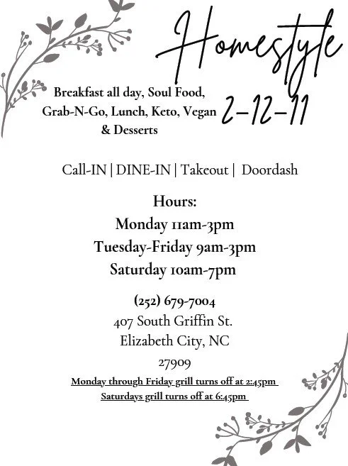 Breakfast Menu — Homestyle 2-12-11 Breakfast & Soul Food