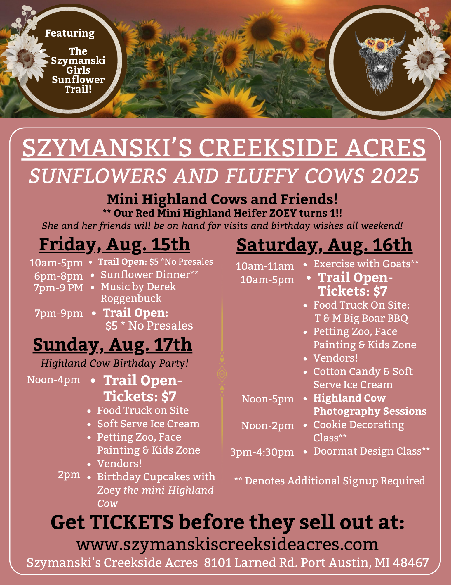 Sunflower and Fluffy Cow Weekend 2025 — Creekside Acres
