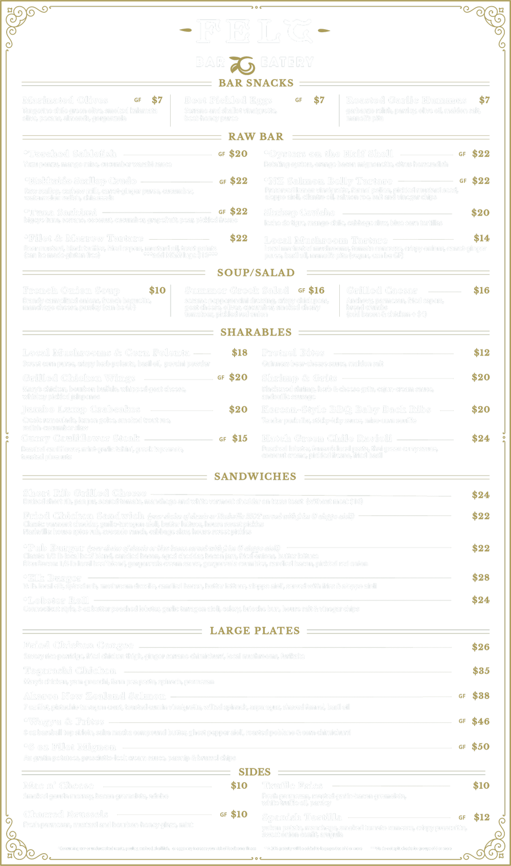 Kitchen Menu | Explore Our Menu Today — Felt Bar & Eatery