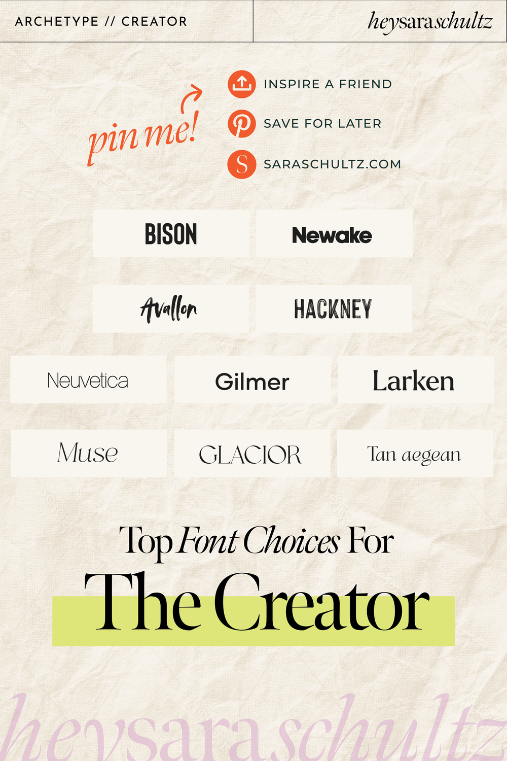 Creator : Fonts — Hey Sara Schultz