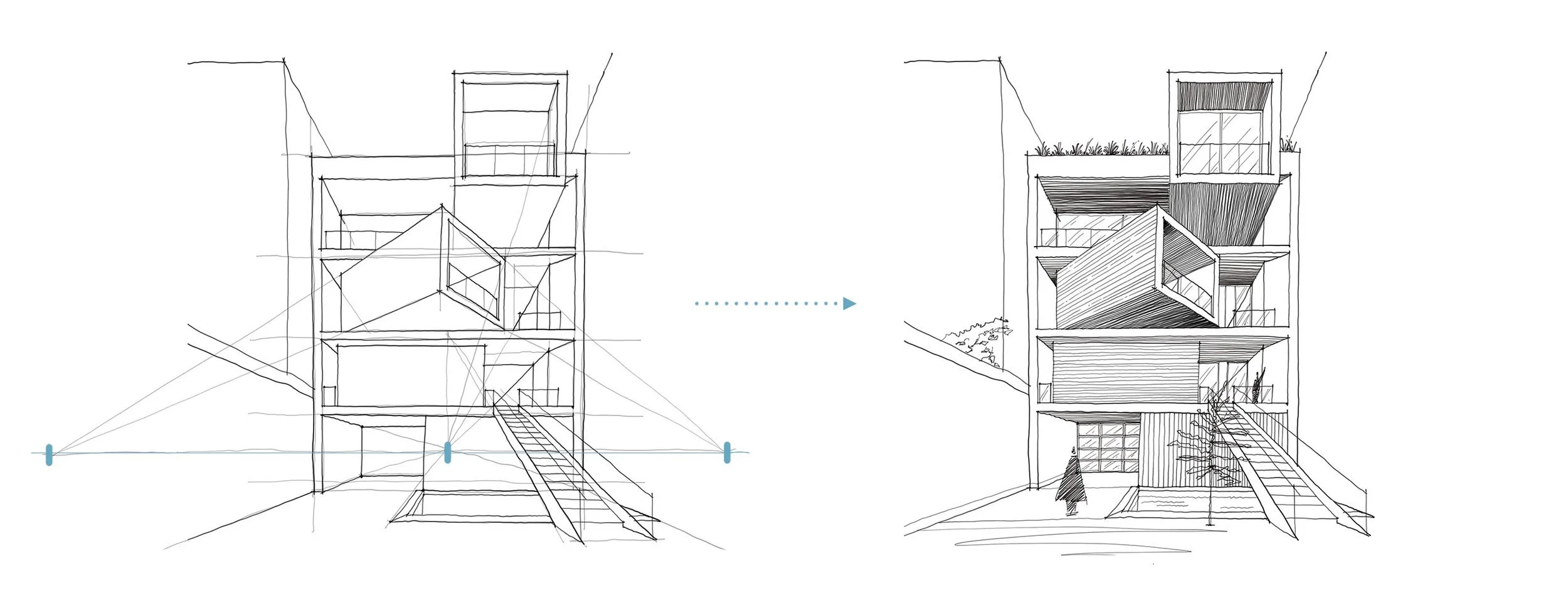 How to Draw Multi-Point Perspective Sketch with Color Markers — Sketch ...