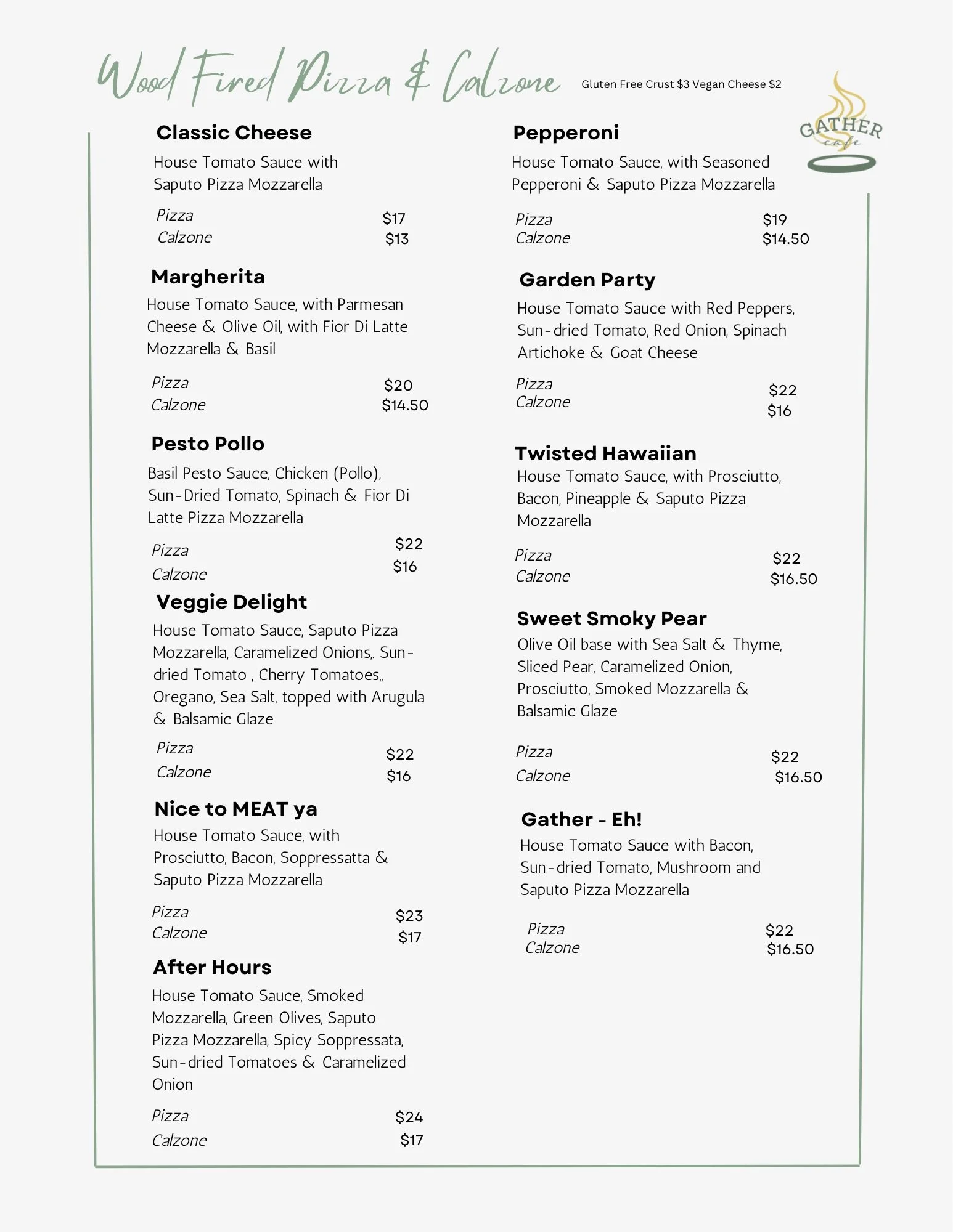Menu 1 — Gather Cafe