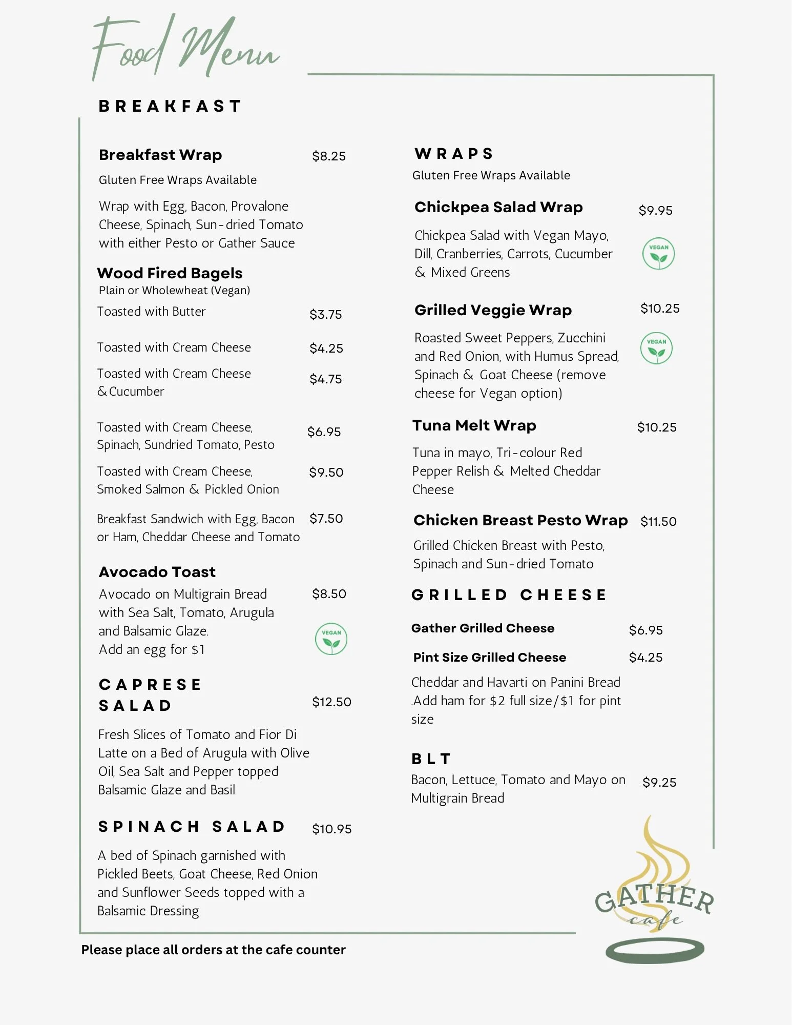 Menu 1 — Gather Cafe