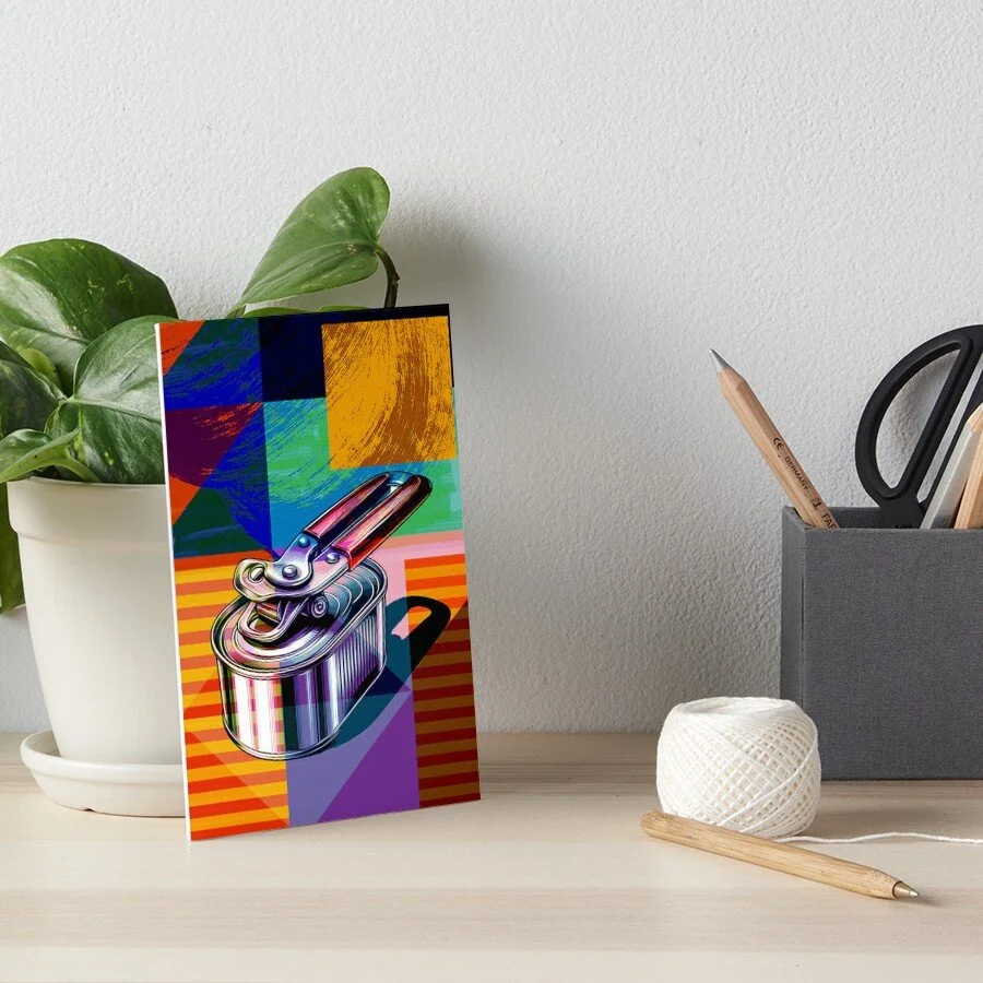 Colourful archival prints of a 1960s iconic can opener
