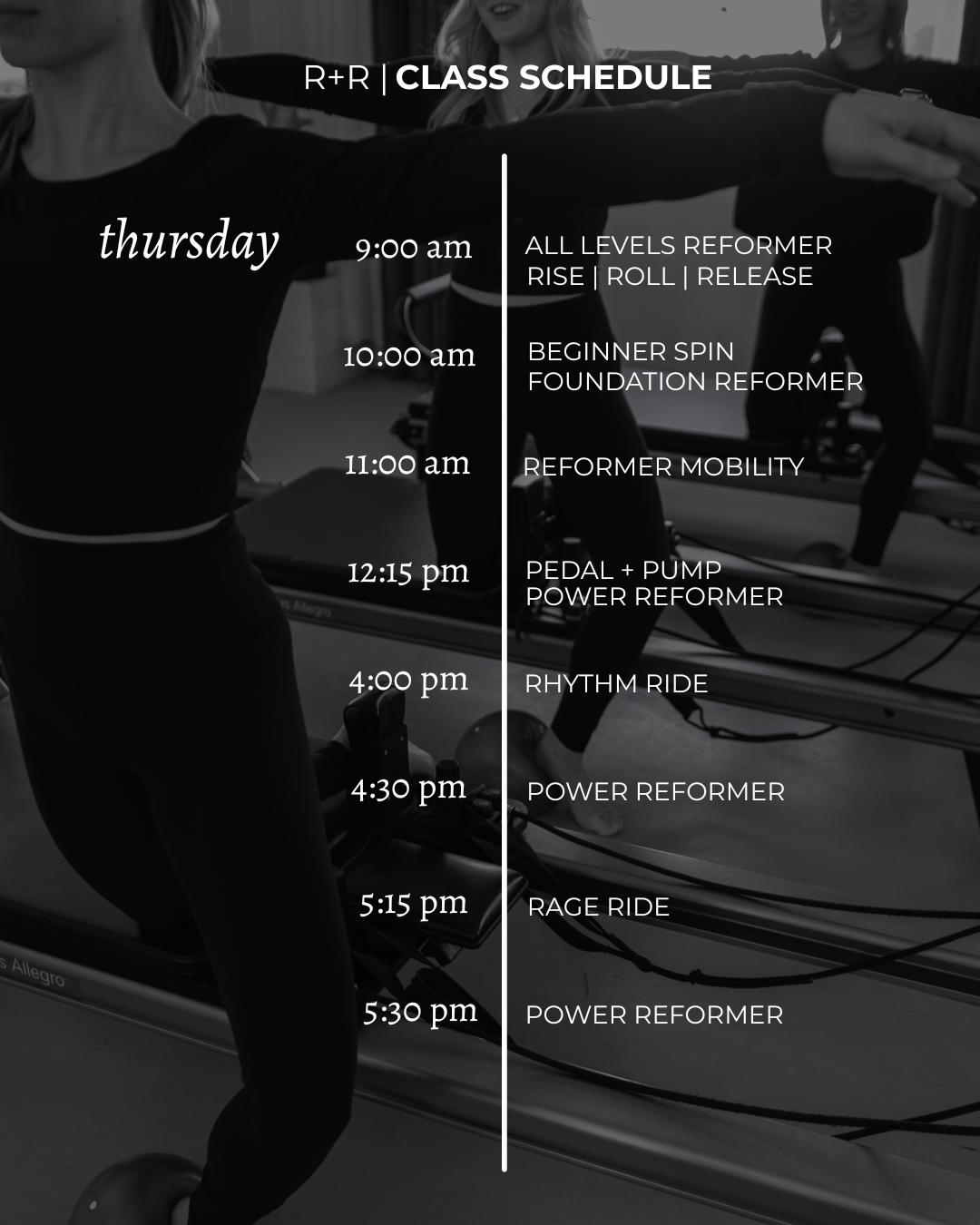 SCHEDULE | Join Wellness Classes Today — REFORM+RESTORE
