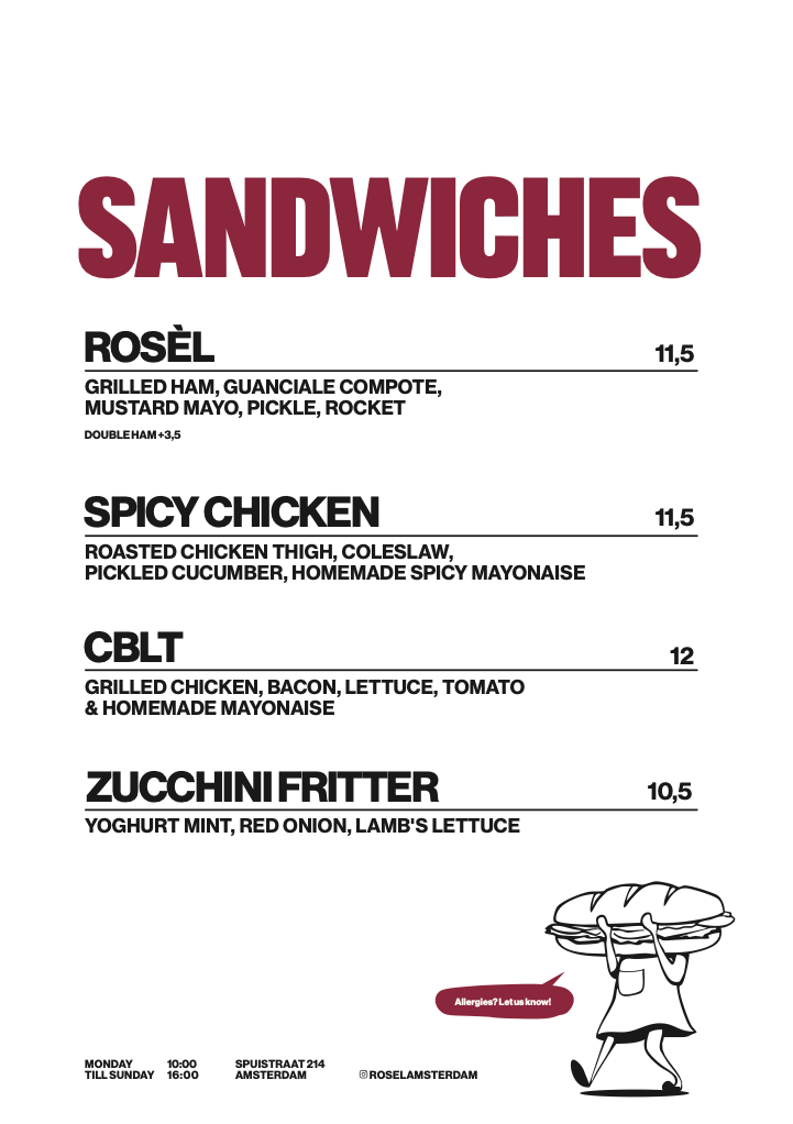 Menu — Rosel Amsterdam