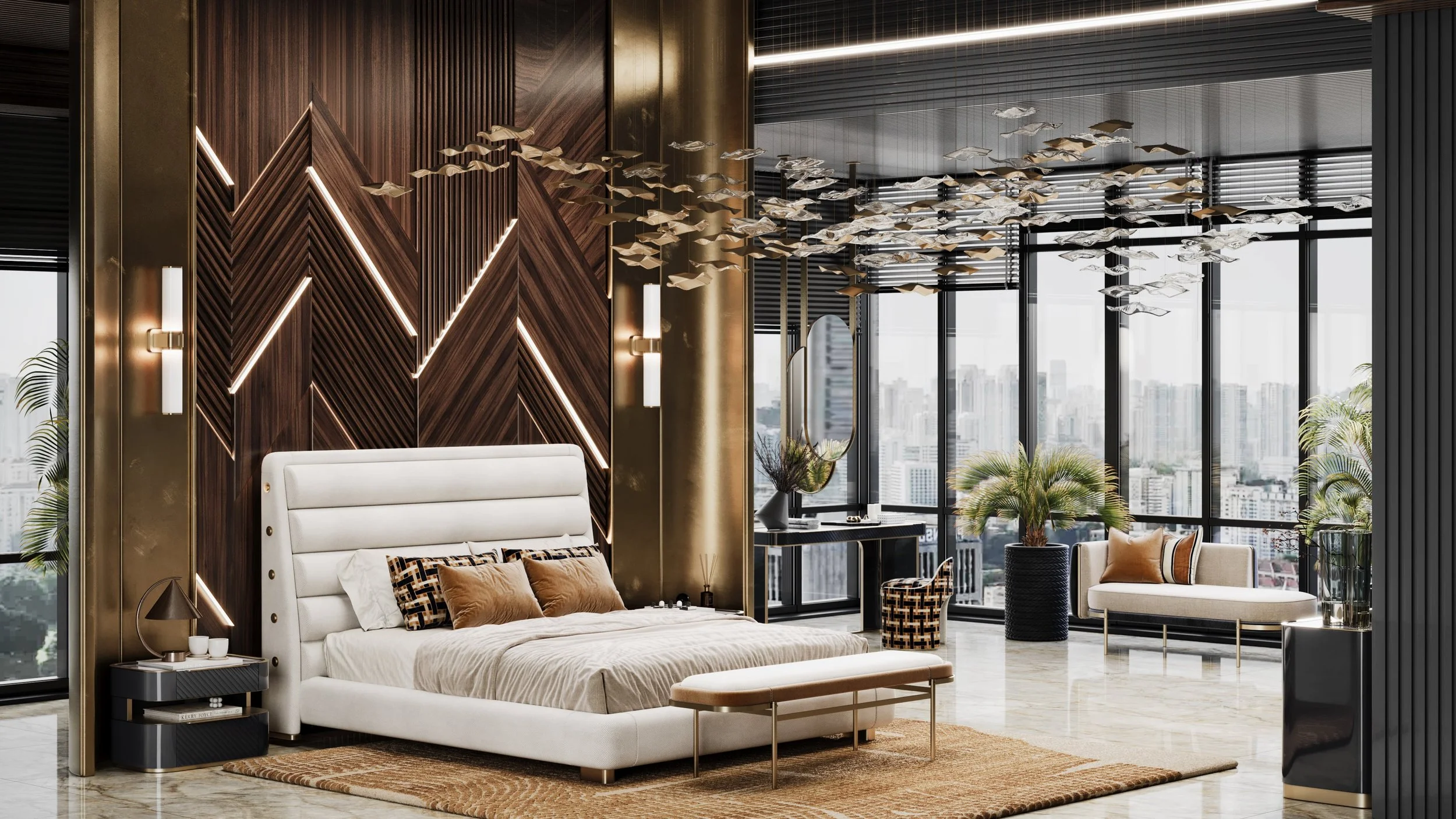 Contemporary Vesper Bed With Mettalic Base Frame — Elbra Home