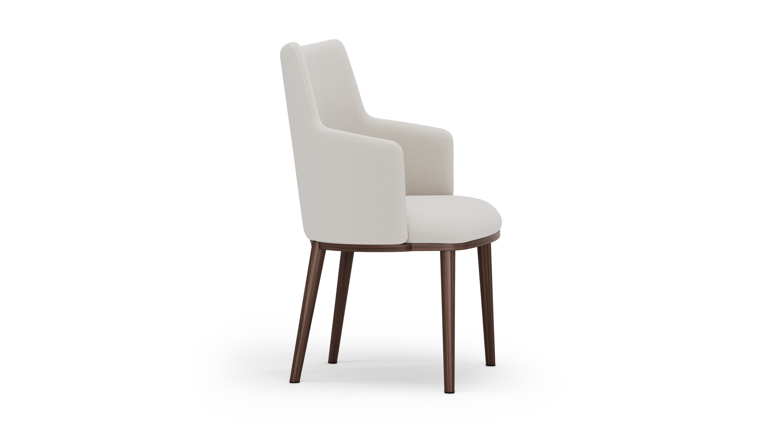 Flare Chair in Cream Upholstery with Walnut Legs and Metal Detail - No ...