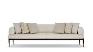 Contemporary Gulman Sofa with Sleek Curved Silhouette And Brushed Brass ...