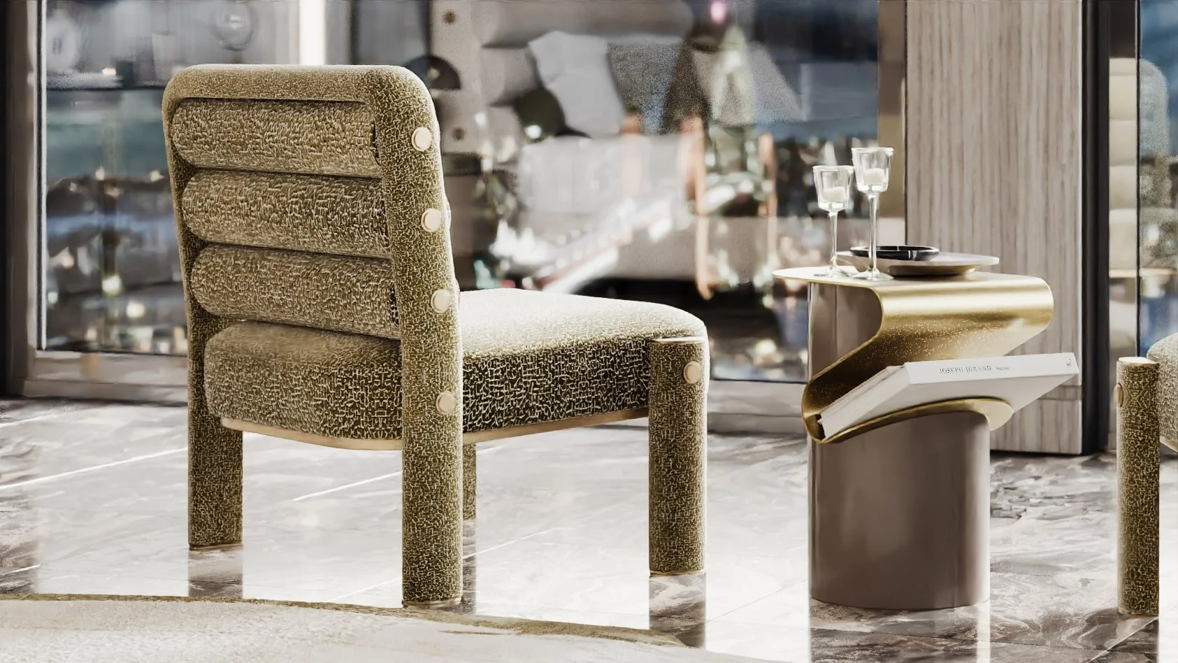 Elegant Mejhal Side Table with Marble Base — Elbra Home