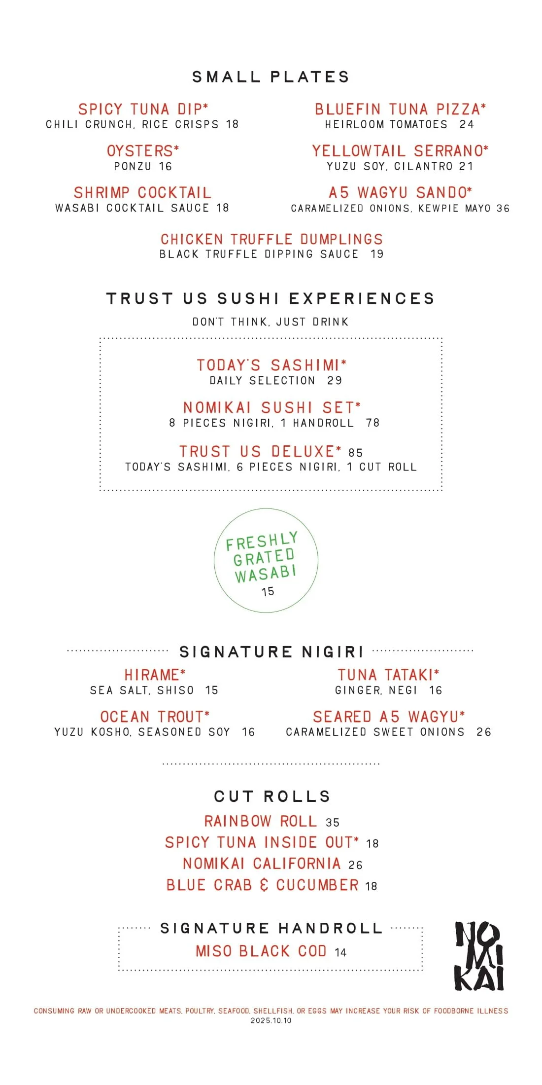 Menu — Nomikai