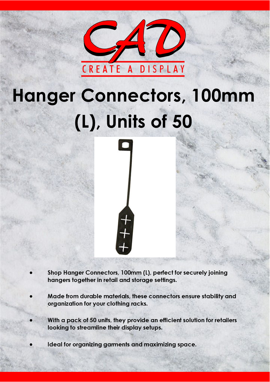 Hanger Connectors, 100mm (L), Units of 50 — Create A Display Limited