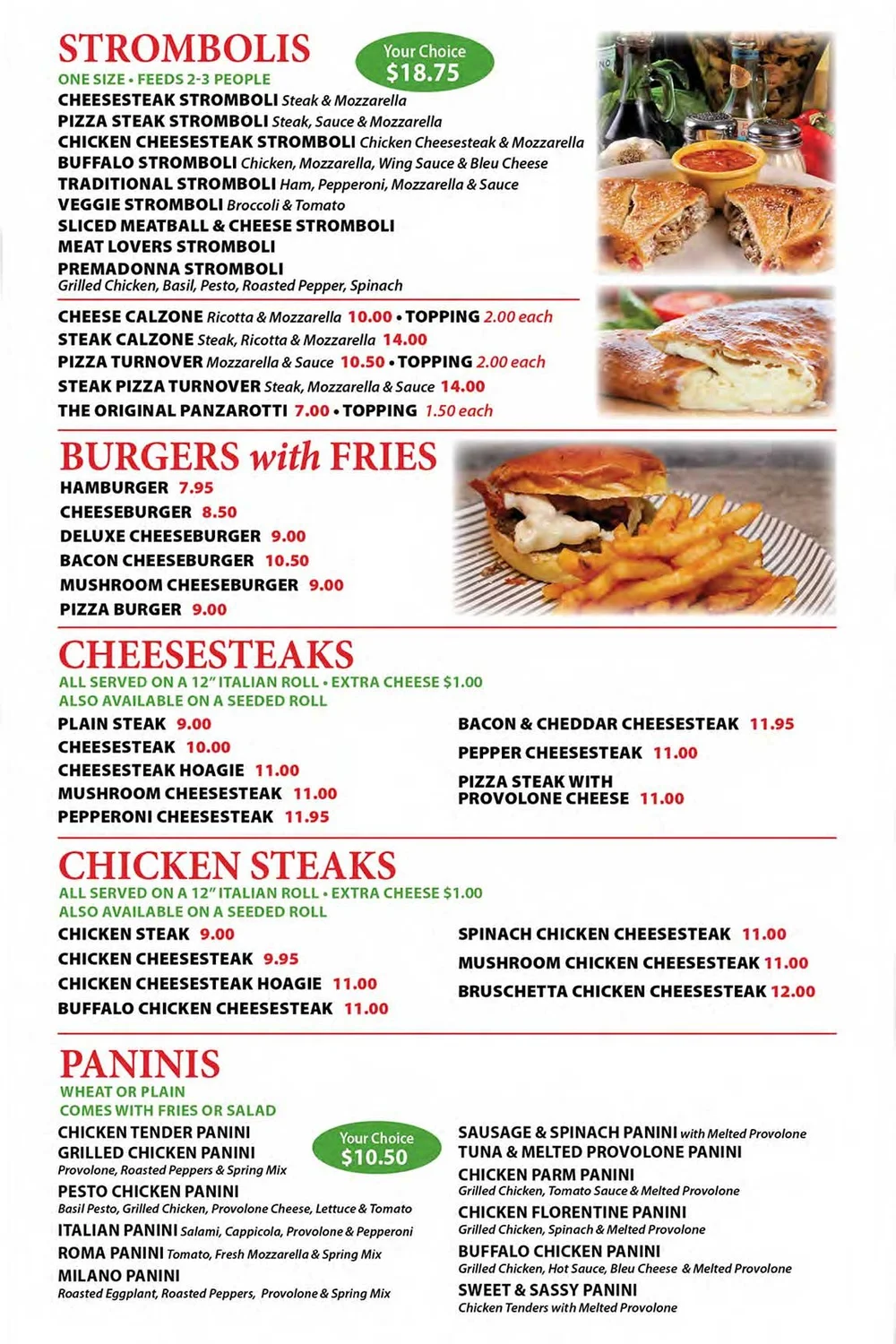 Menu — Milanese Pizza - Serving Riverton, Palmyra and Cinnaminson, NJ