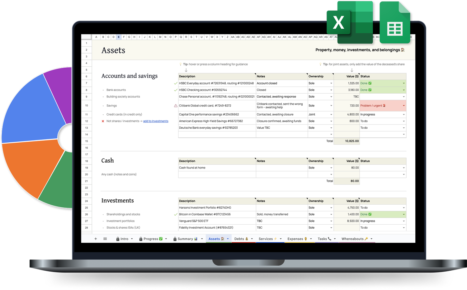 Spreadsheet to help executors get probate — After A Death
