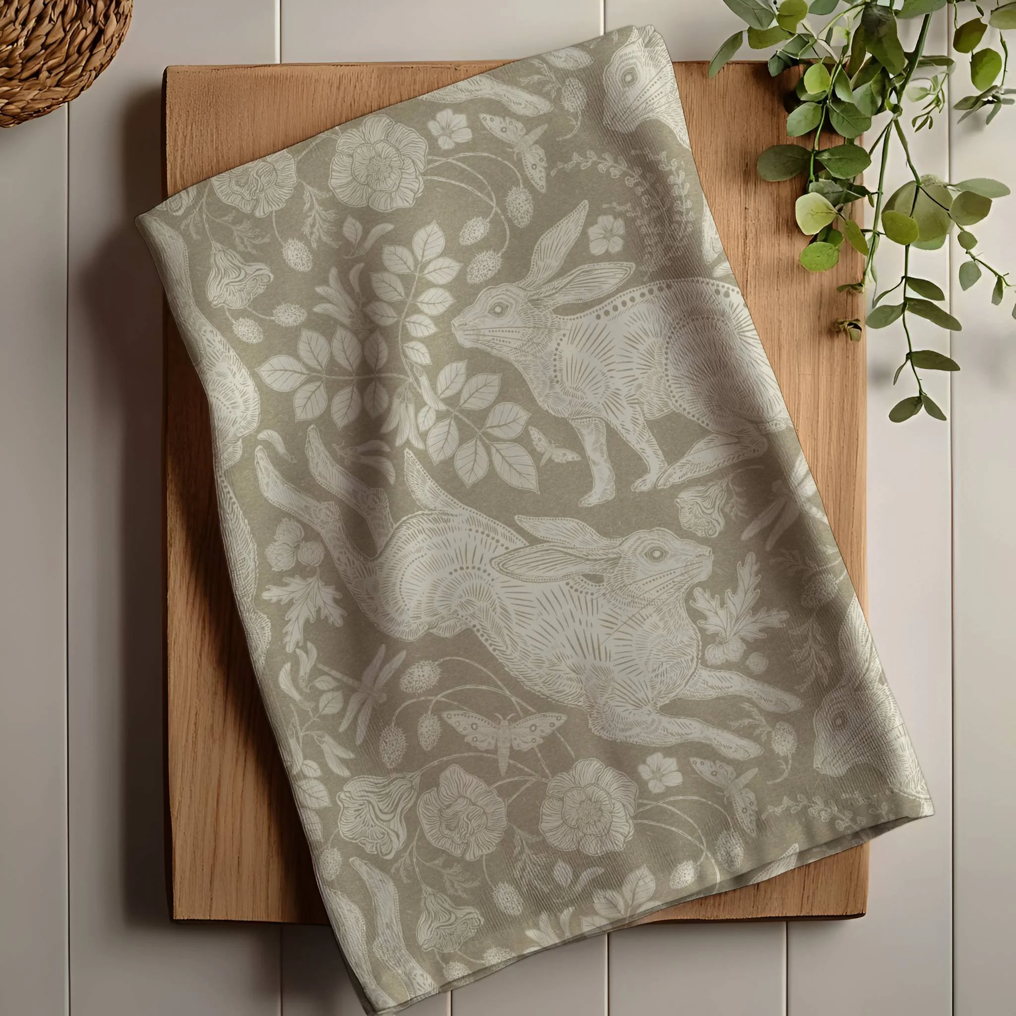 Ivory Rabbit Tea Towel by Silver Steer Design — Silver Steer Design