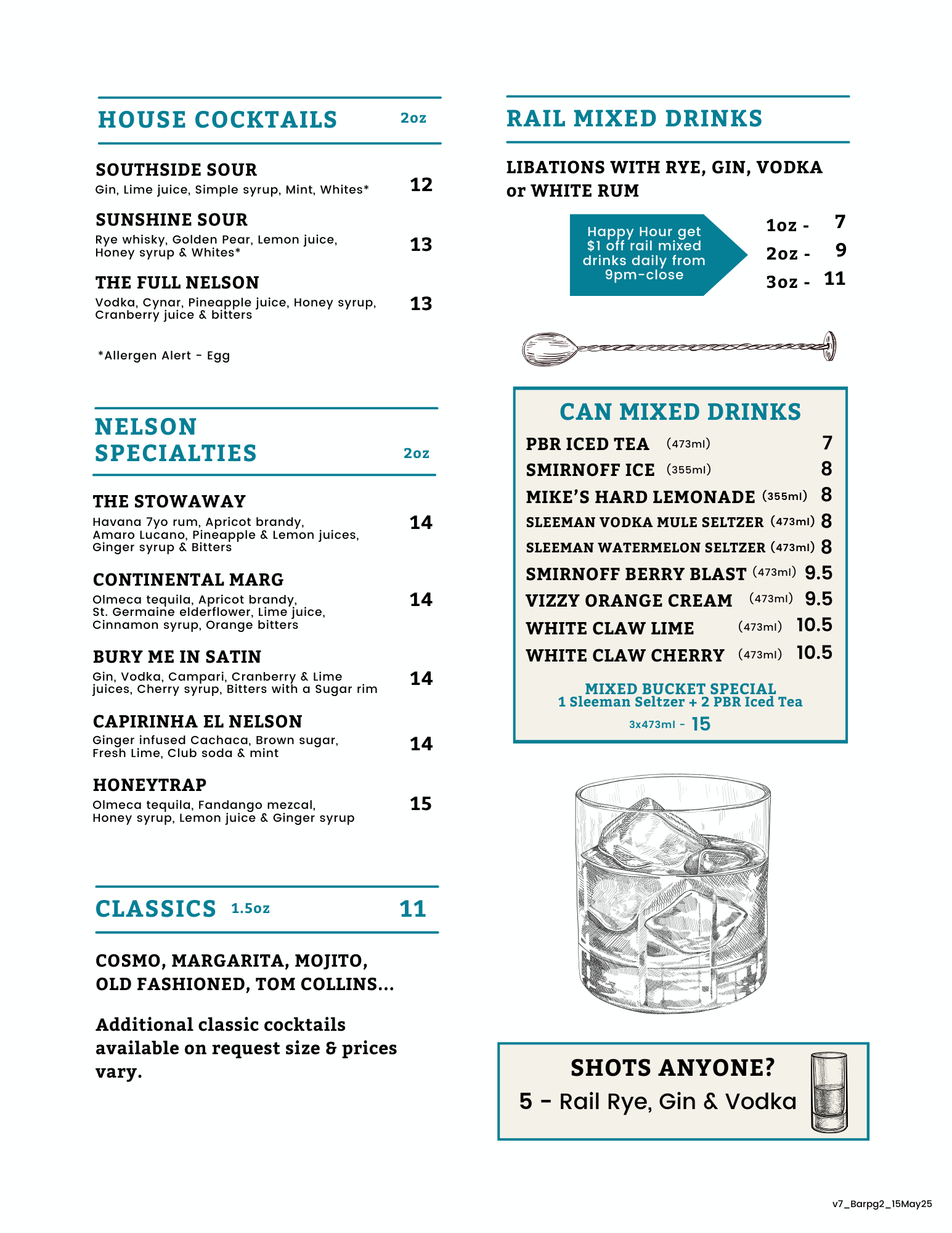 Menu — THE NELSON