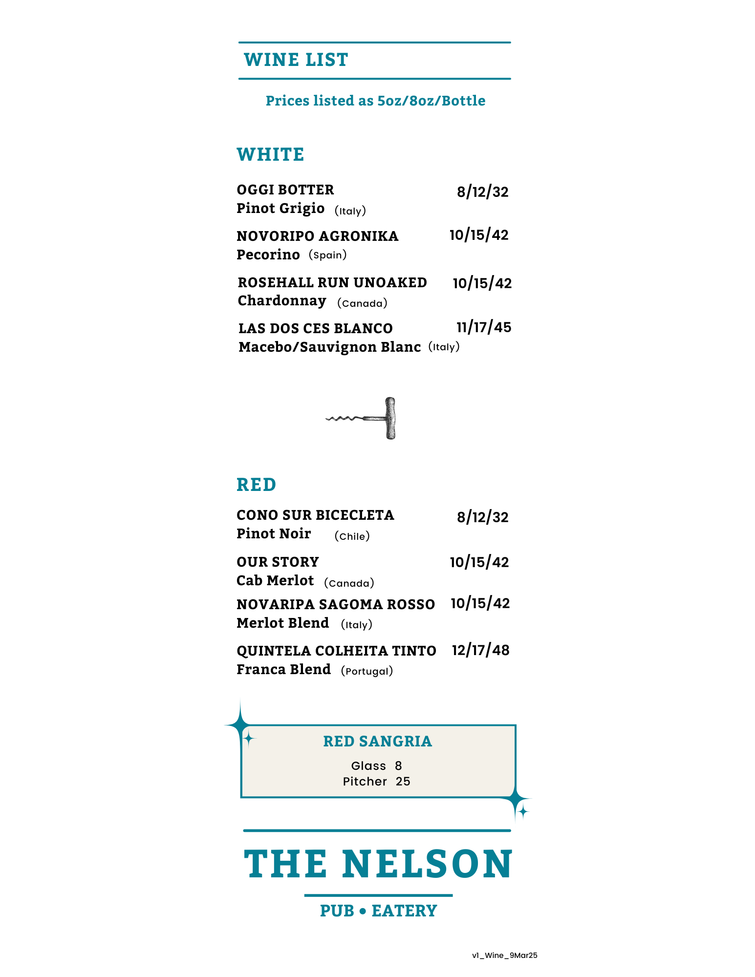 Menu — THE NELSON