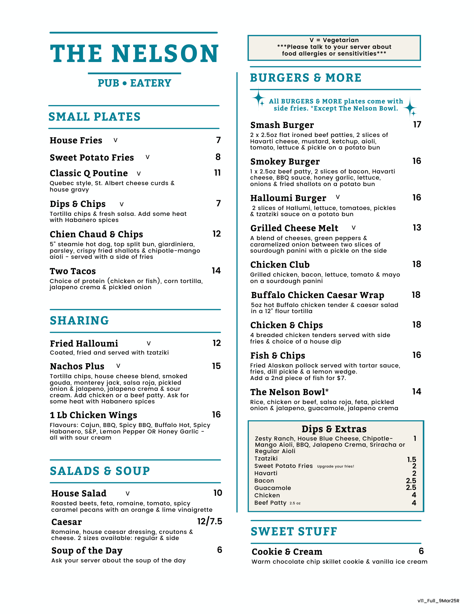 Menu — THE NELSON