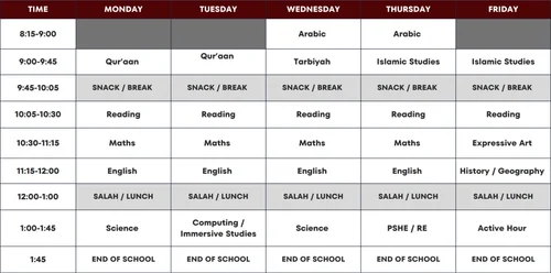 School Timetable | Read Meta School