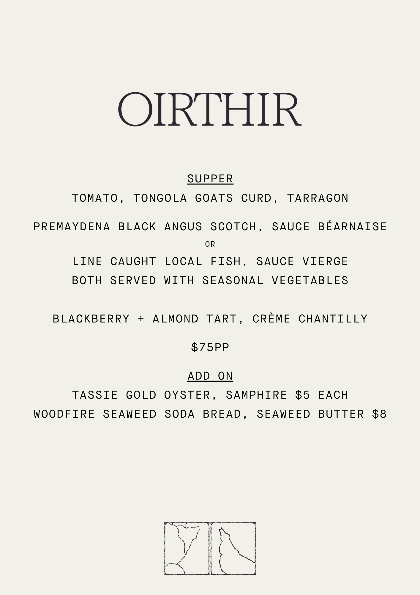 MENU — OIRTHIR