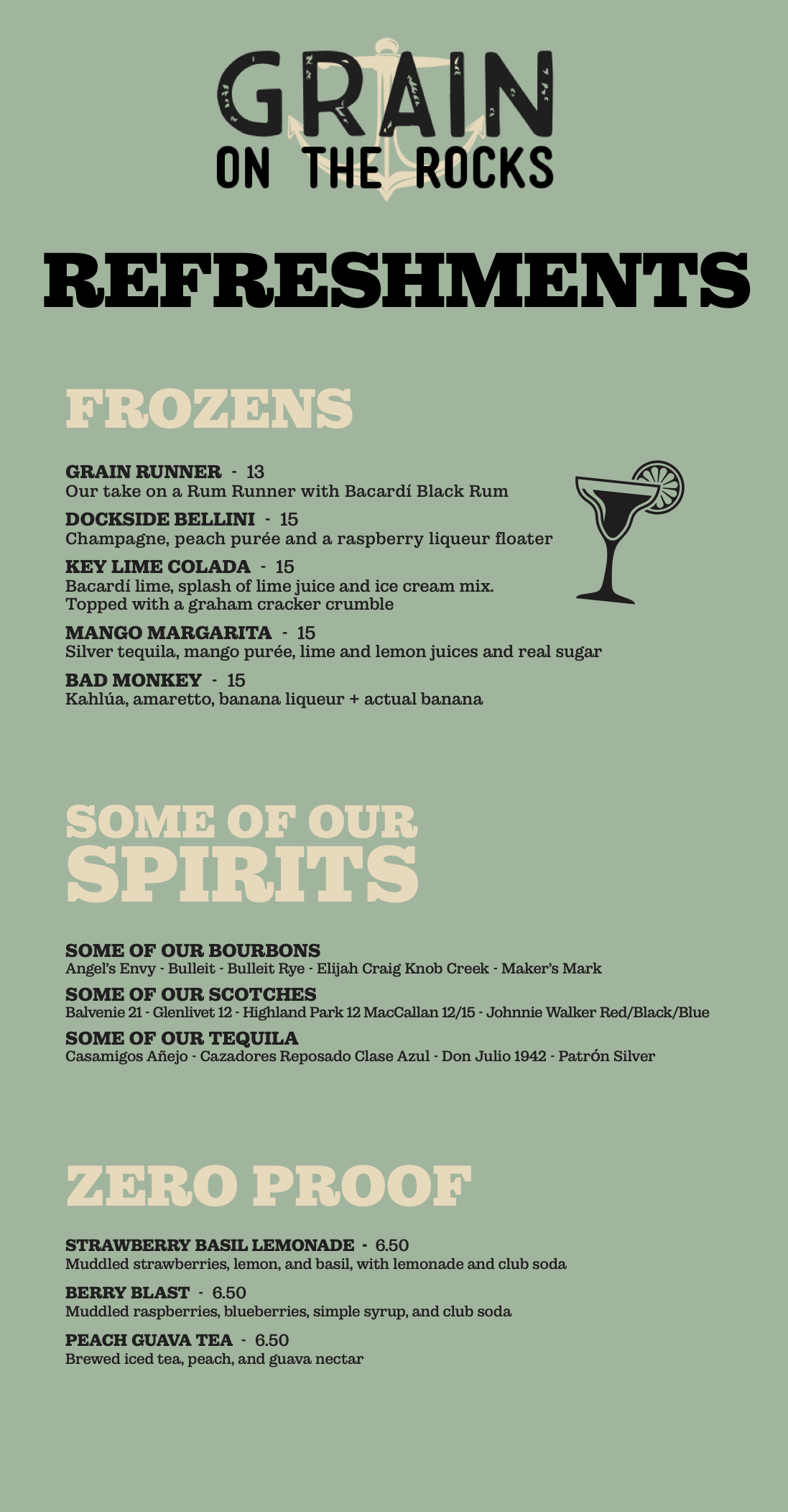 Cocktail Menu — Grain On The Rocks