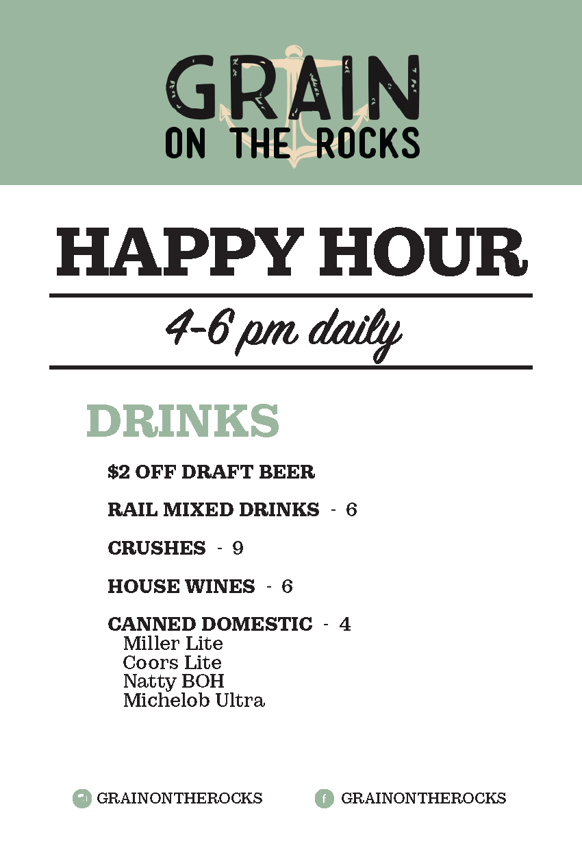 Happy Hour Menu | Grain On The Rocks