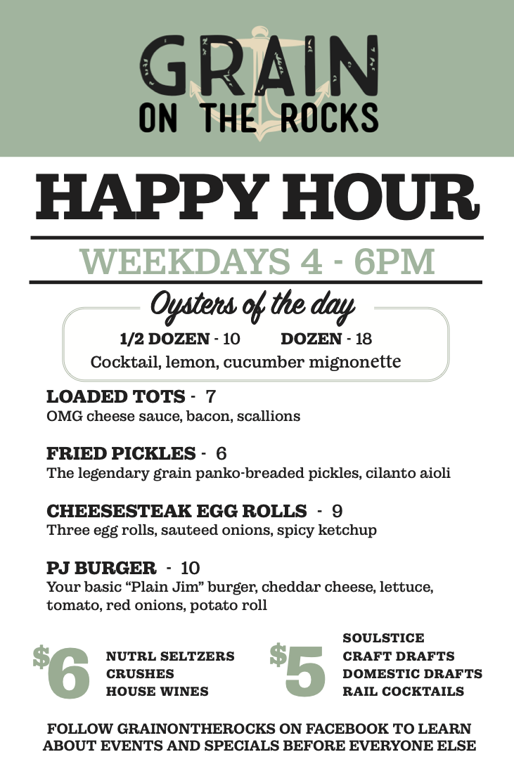 Happy Hour Menu | Grain On The Rocks