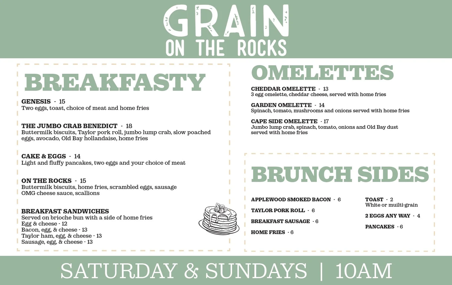 Weekend Brunch Menu | Grain On The Rocks