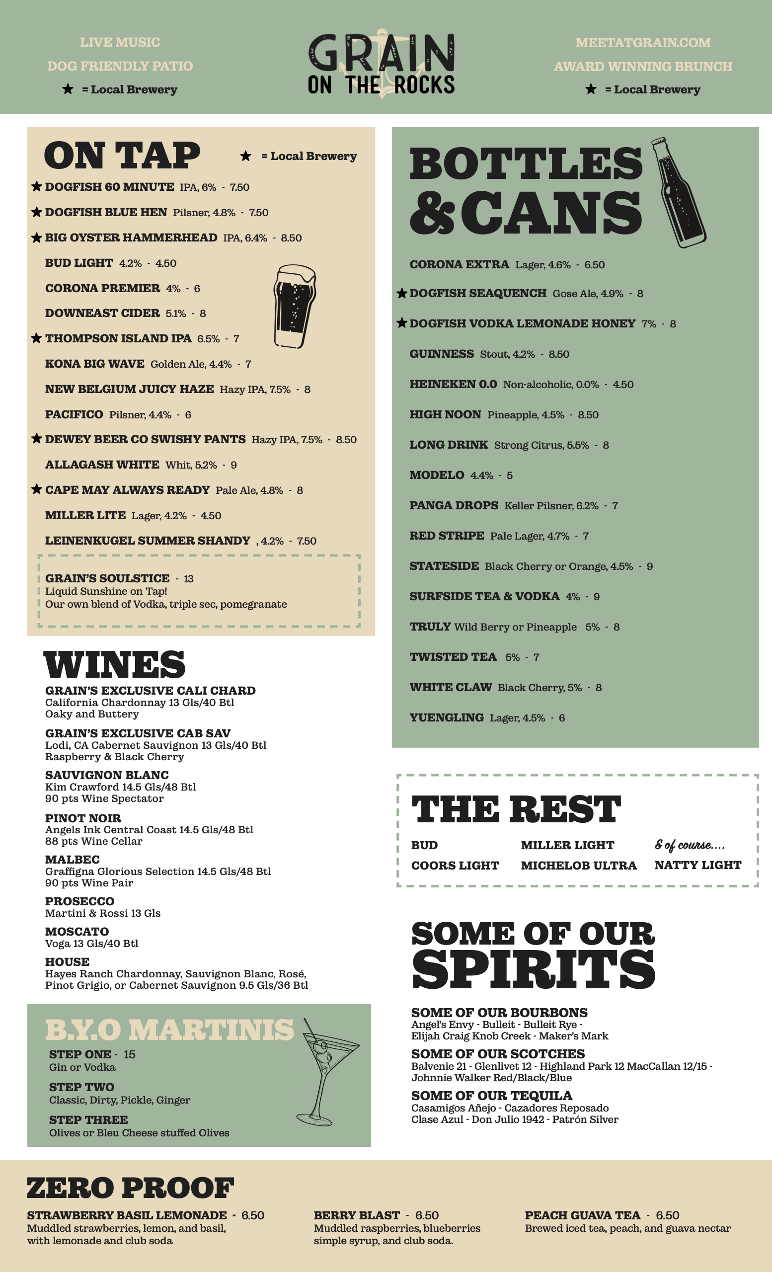 Lunch & Dinner Menu — Grain On The Rocks
