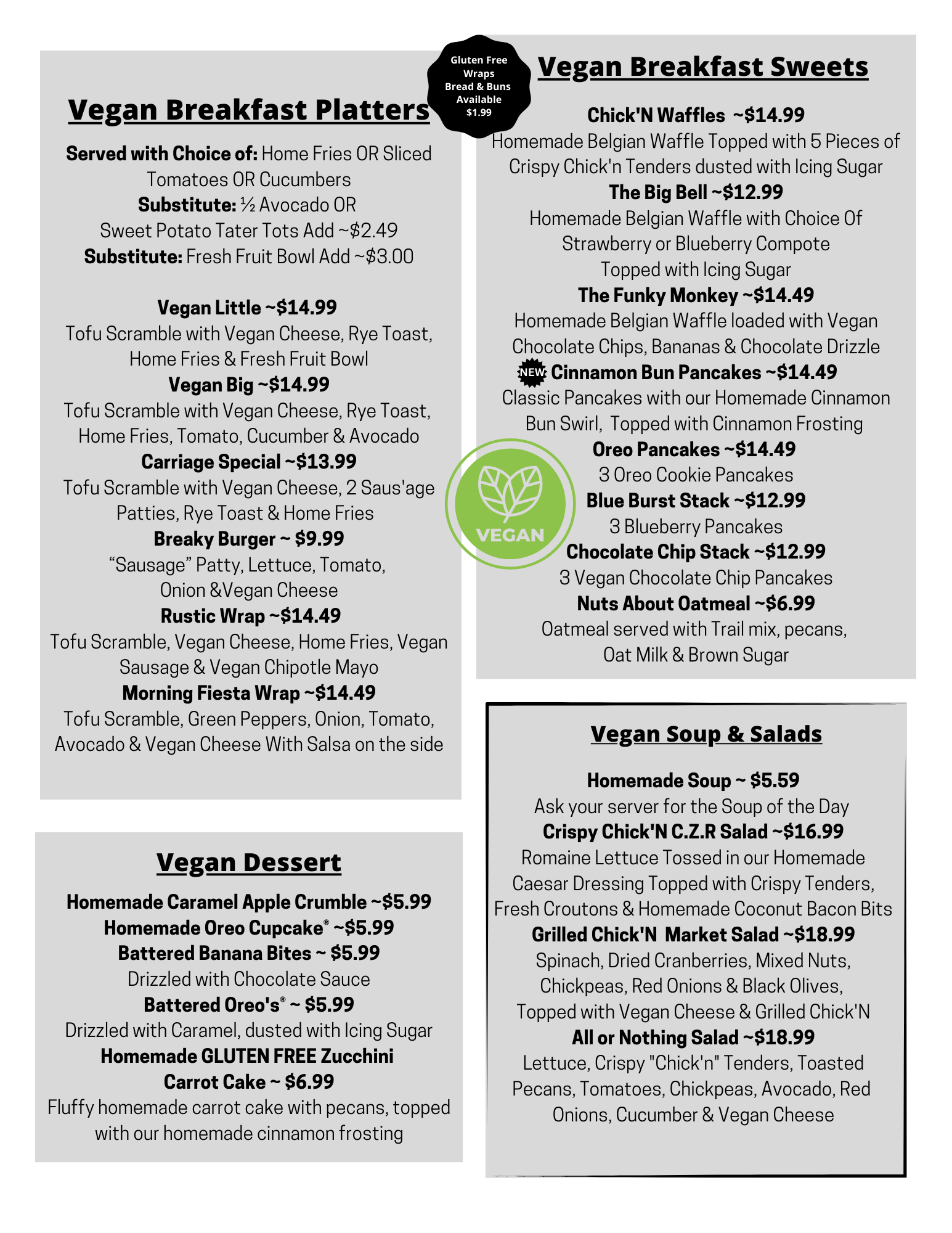 Menu — QUEEN'S COACH RESTAURANT
