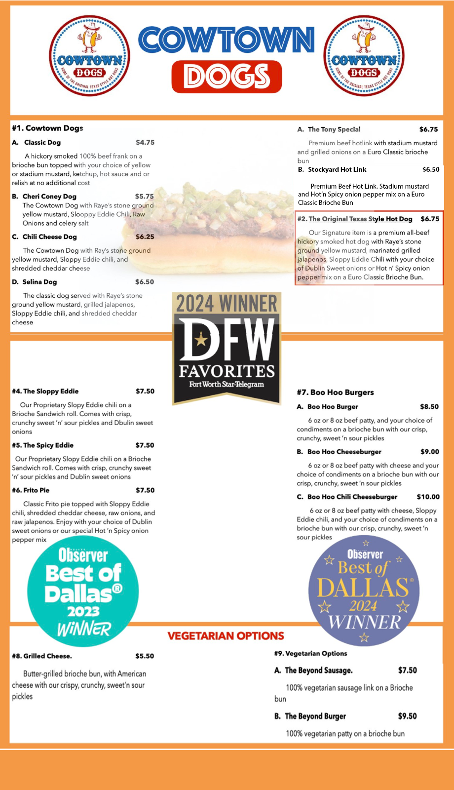 MENU — Cowtown Dogs