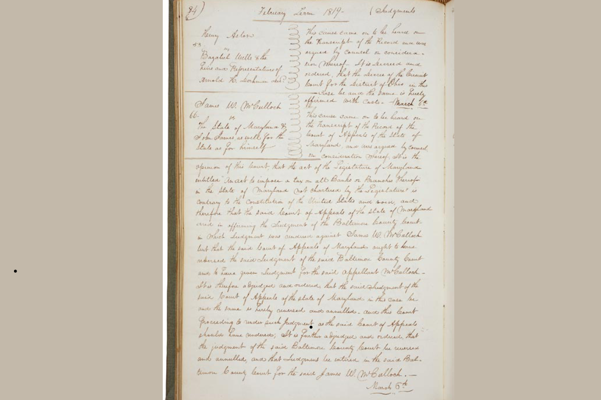 McCulloch v. Maryland (1819) — Ford Forum