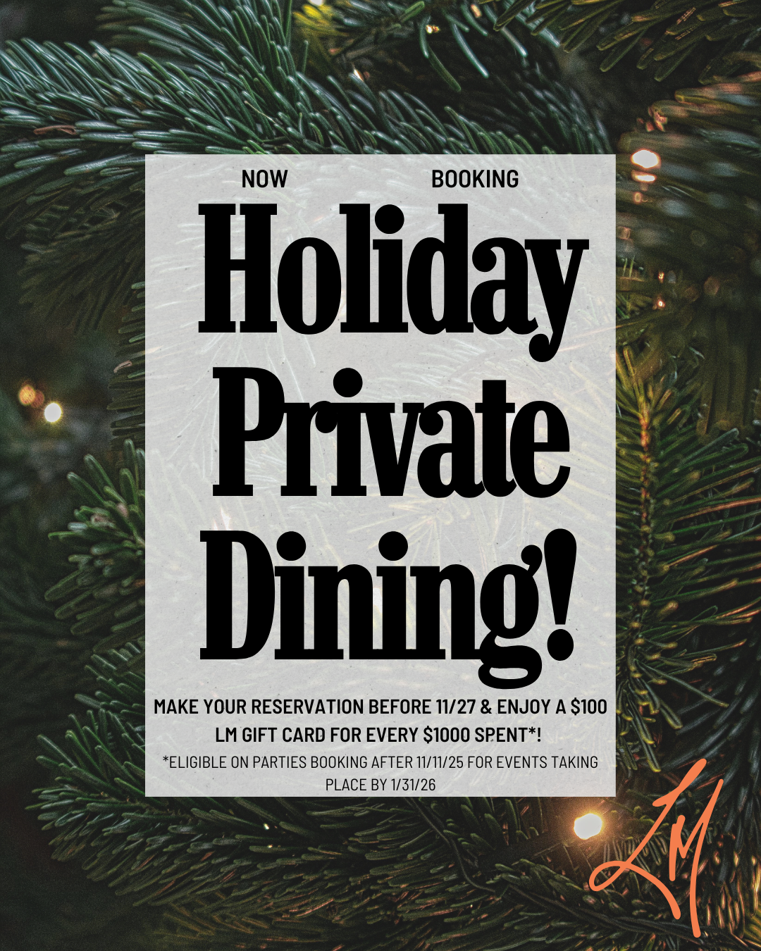 Private Dining — Land & Lake Kitchen