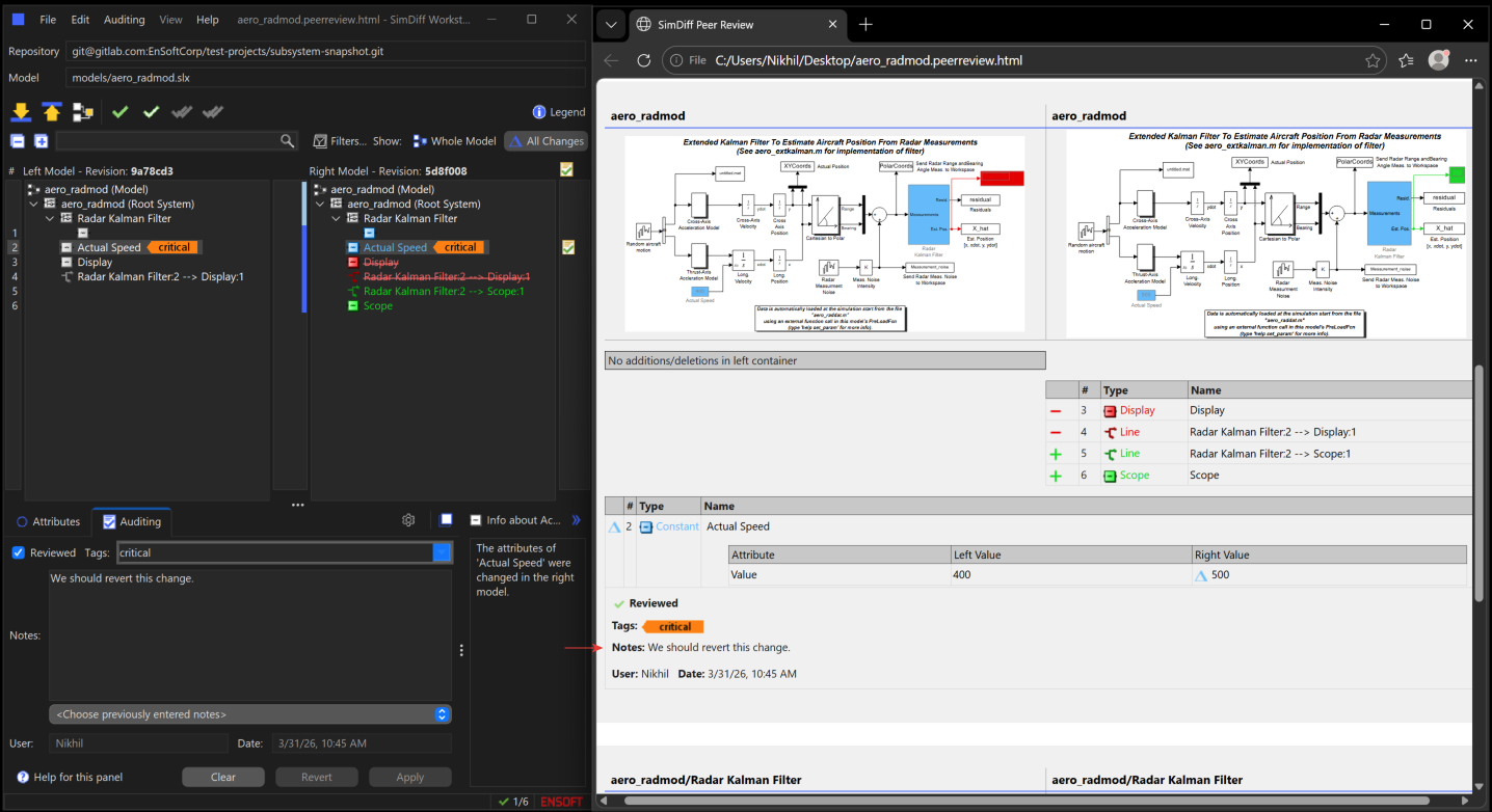 SimDiff | Most Accurate Simulink Diff Tool — ENSOFT | high-assurance ...