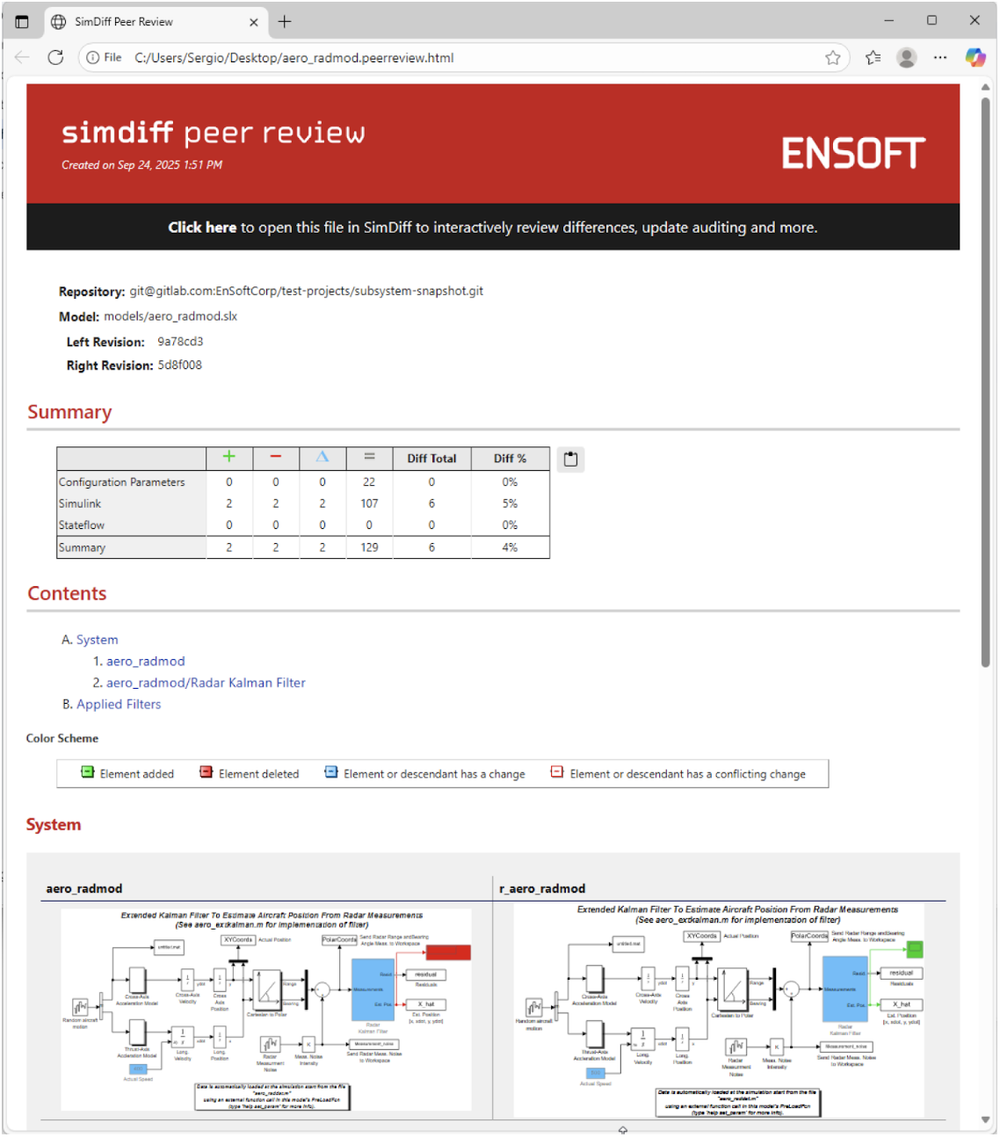 SimDiff | Most Accurate Simulink Diff Tool — ENSOFT | high-assurance software