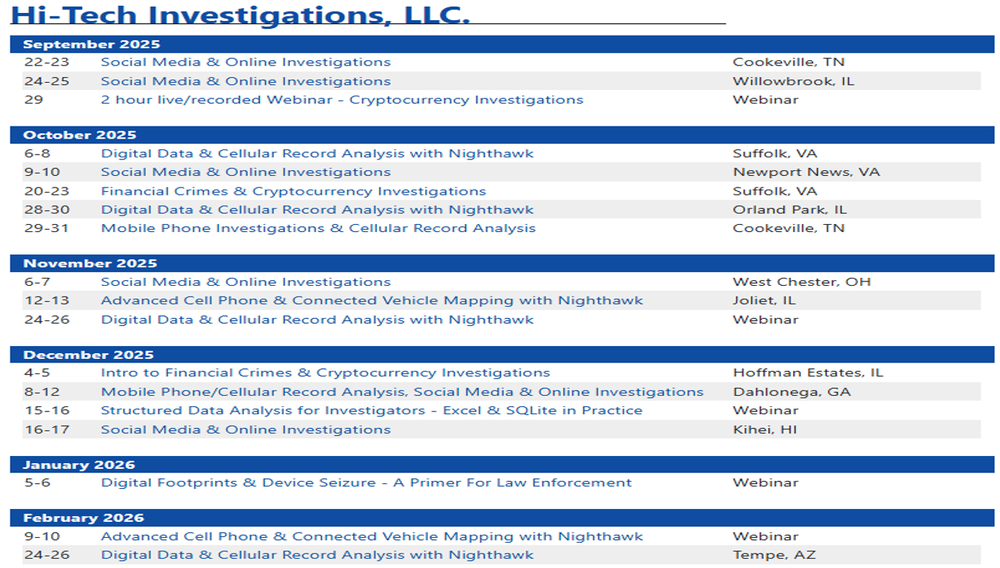 Hi-Tech Investigations - Training for cell phone investigations, data ...