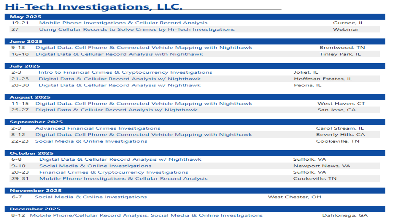 Hi-Tech Investigations - Training for cell phone investigations, data ...