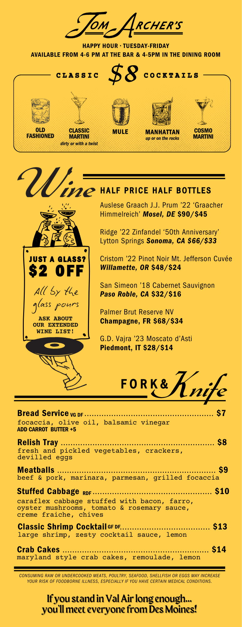 Menu | Explore Our Menu Today — Tom Archer's Poor Man's Country Club