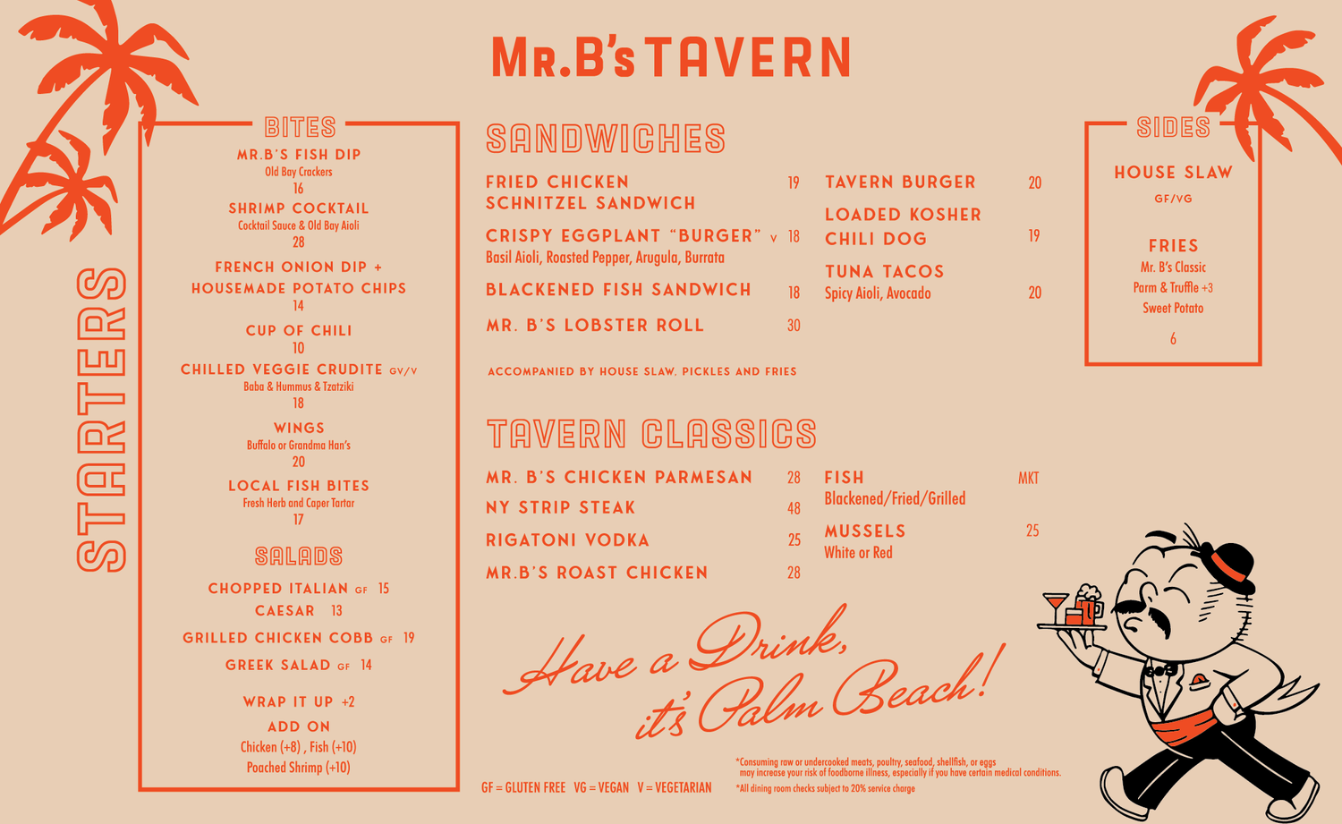 Menus — Mr. B's Tavern | West Palm Beach