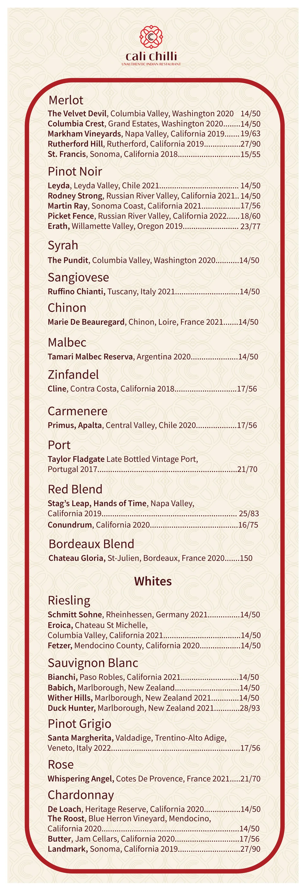 CaliChilli Drinks Menu | Refreshing Beverages in Long Beach & Downtown ...