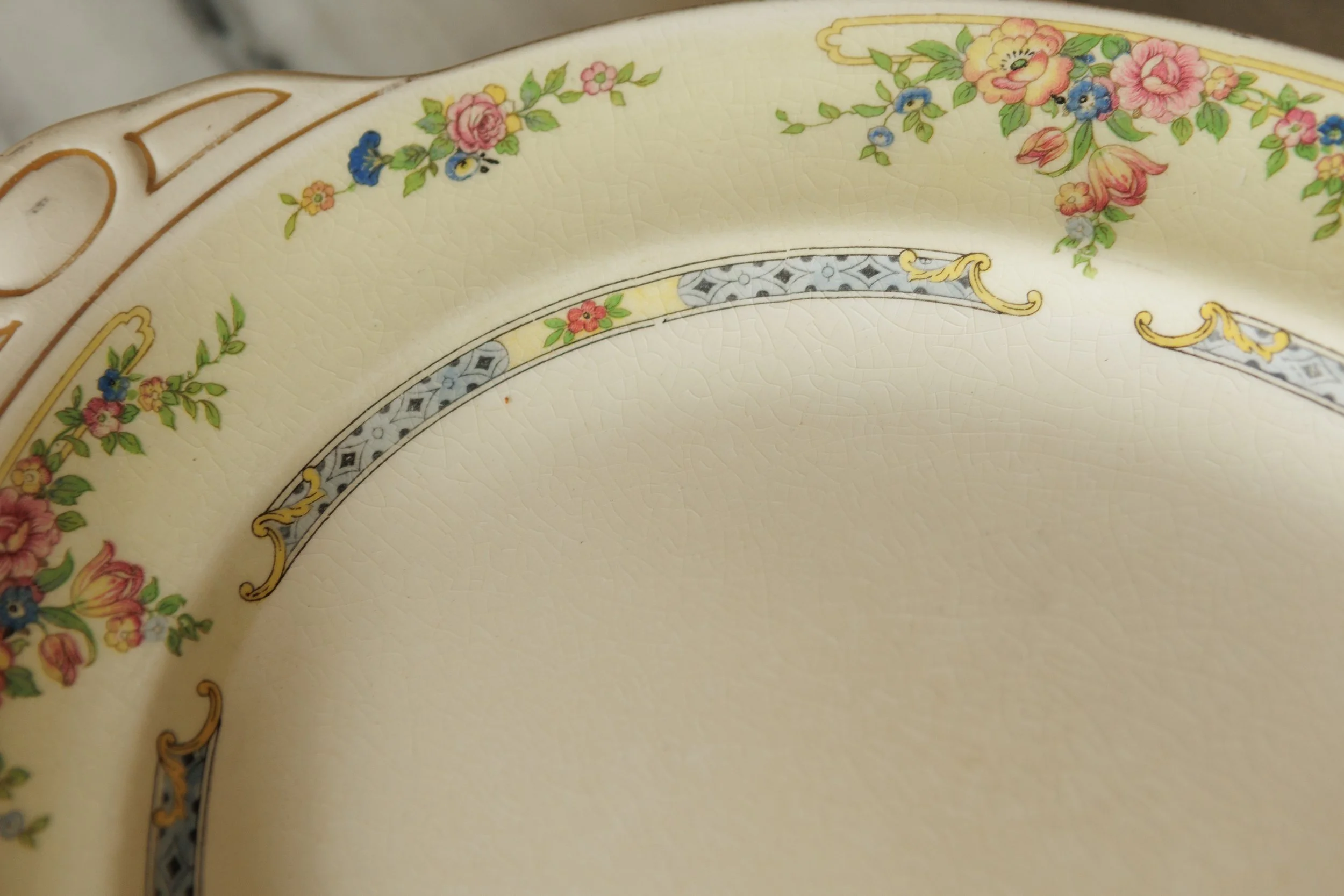 Vintage Crown Pottery Co. Ironstone Scalloped Serving Platter ...
