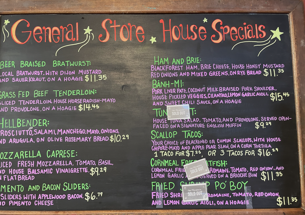 Menu — Saxapahaw General Store