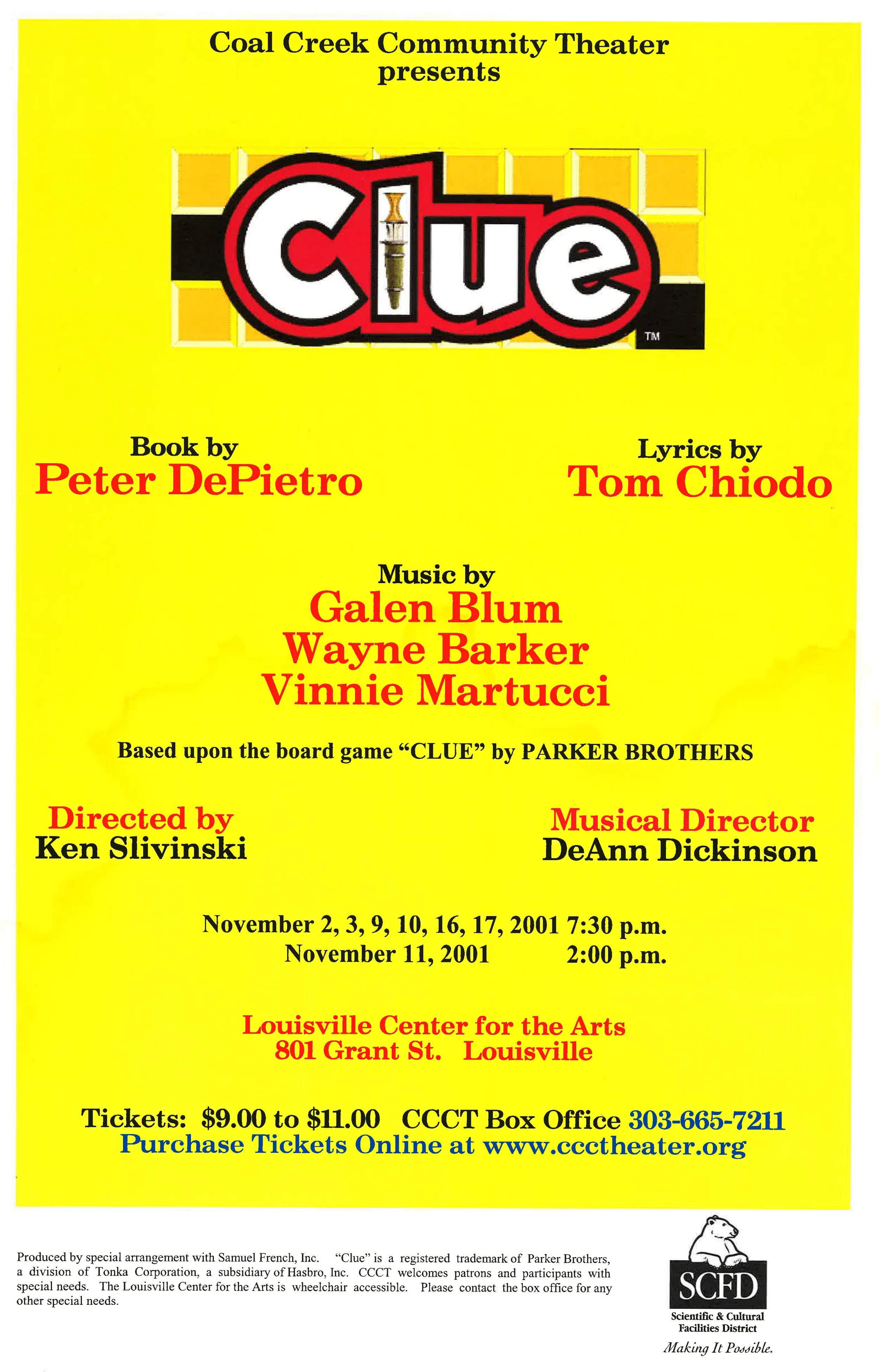 CCCT Presents 'Clue, the Musical' — Coal Creek Theater of Louisville