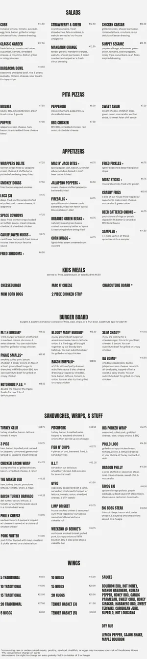 Menu — Meridian Tap House