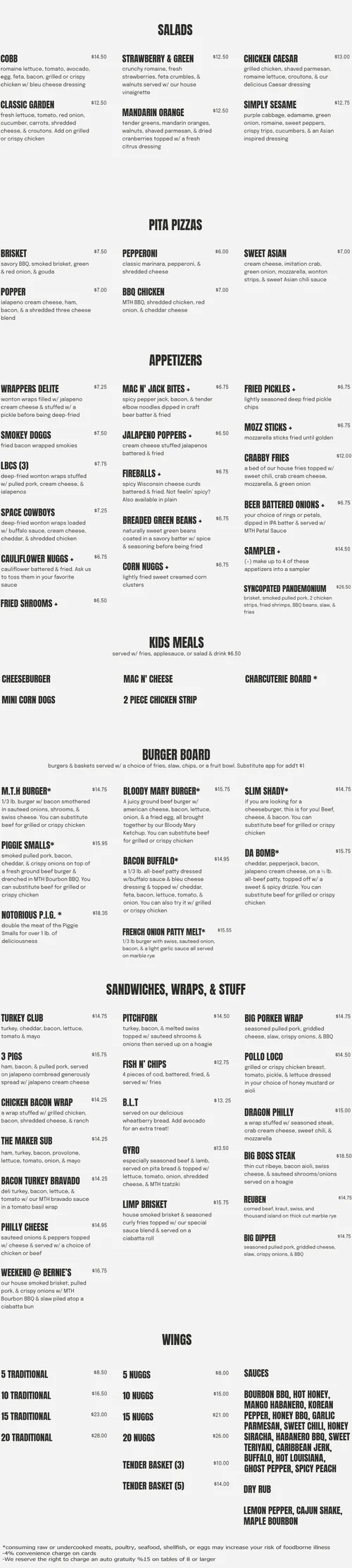 Menu — Meridian Tap House