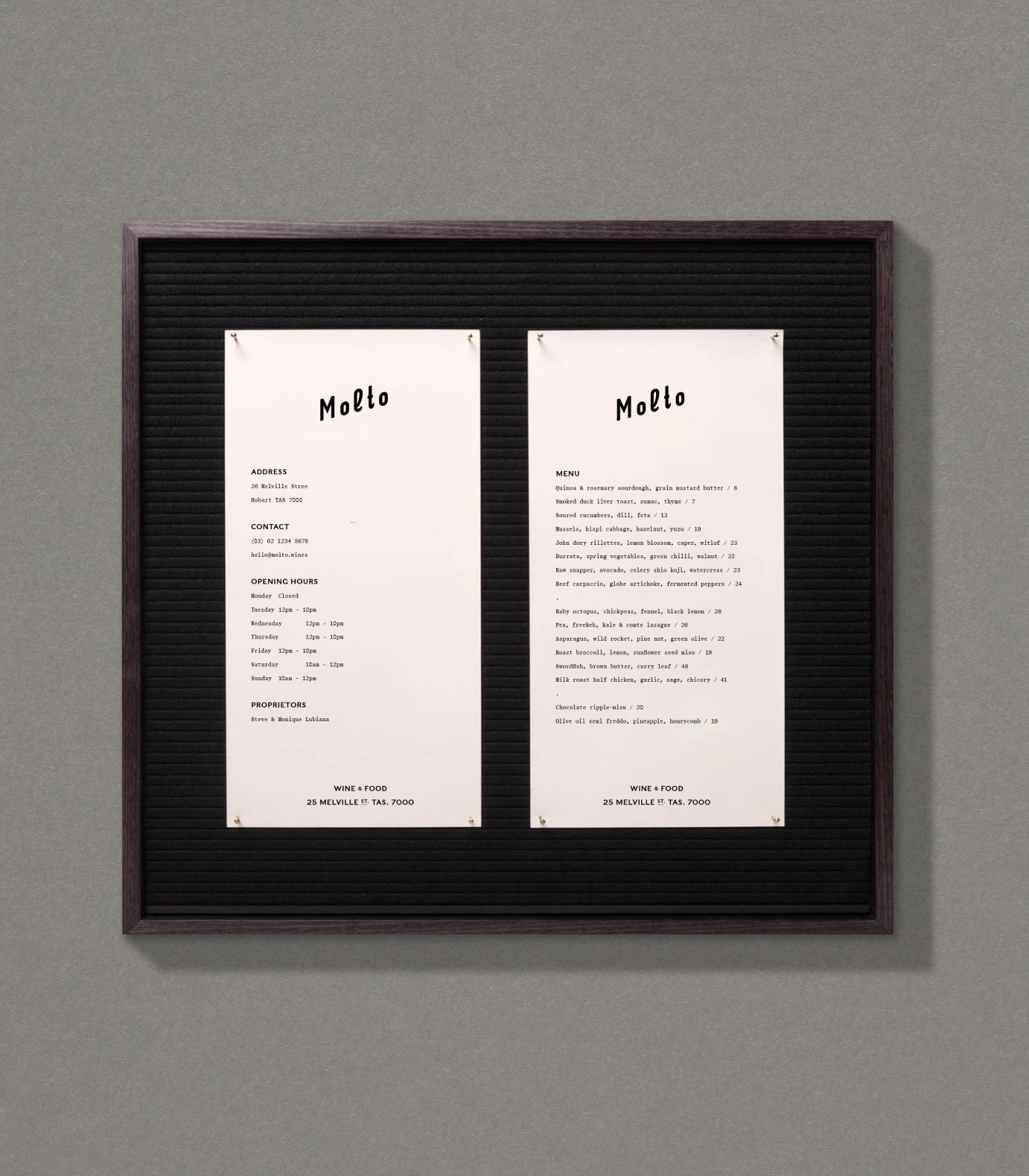 Molto Wine Bar — Mulch | Branding and Design, Hobart Tasmania
