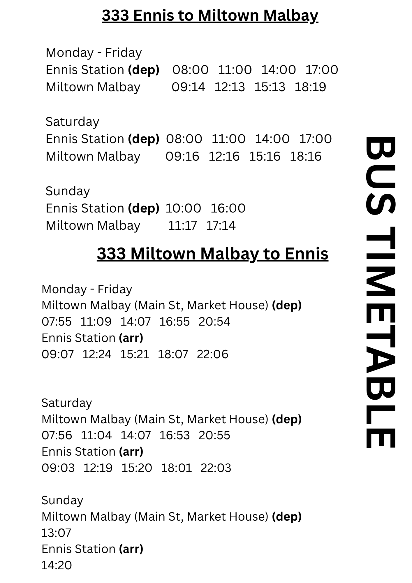 Bus Timetables — Scoil Samhraidh Willie Clancy