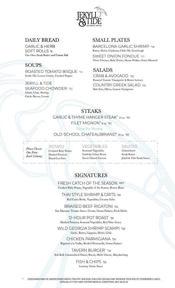 Menu — Jekyll & Tide