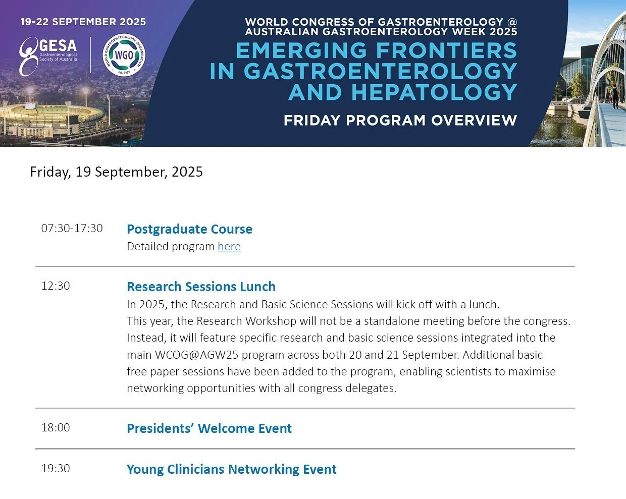 WCOG@AGW25 Program Outline — WCOG@AGW25